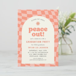 Orange Retro Groovy 70s Graduation Party Invitation | Zazzle