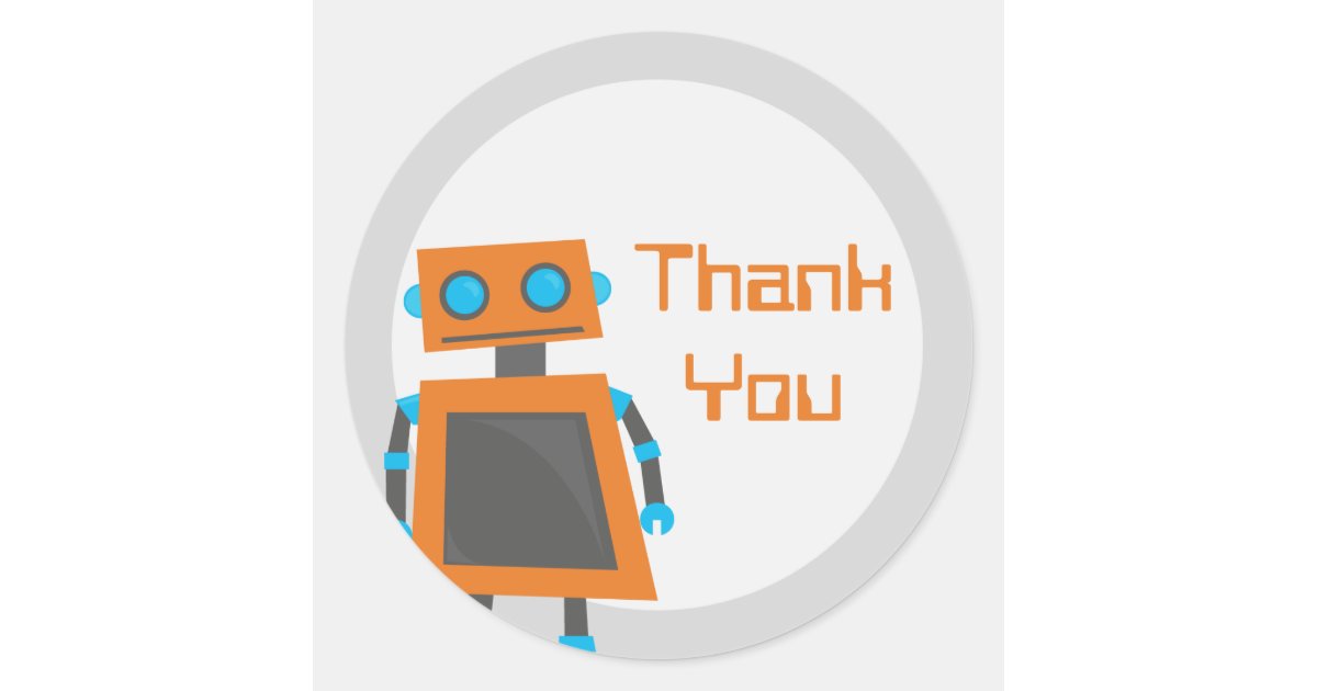 Orange Robot Thank You Stickers | Zazzle