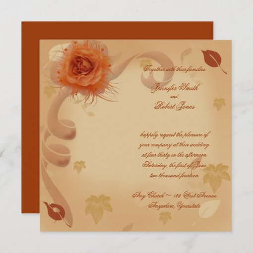 Orange Rose in the Fall Wedding Invitation | Zazzle