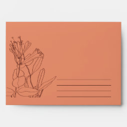 ORANGE RUST RED KRAFT LINE DRAWING FLORAL ADDRESS ENVELOPE | Zazzle
