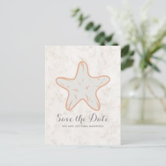 Orange Rustic Starfish Save the Date Postcard | Zazzle