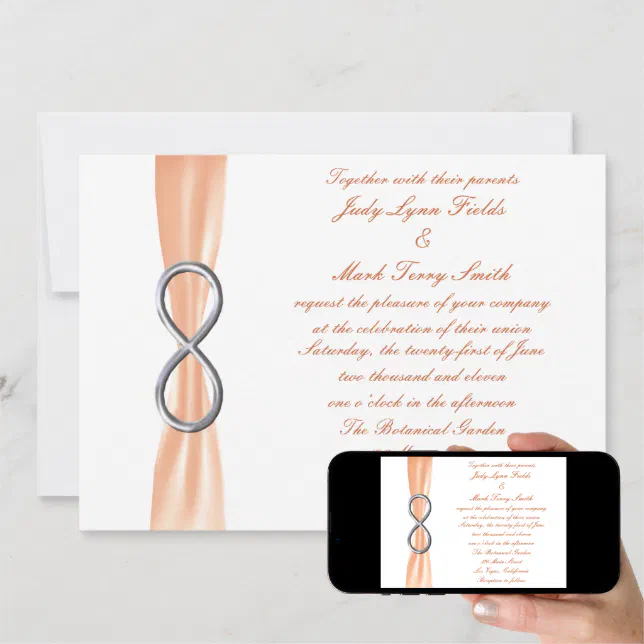 Orange Silver Infinity Wedding Invitation | Zazzle