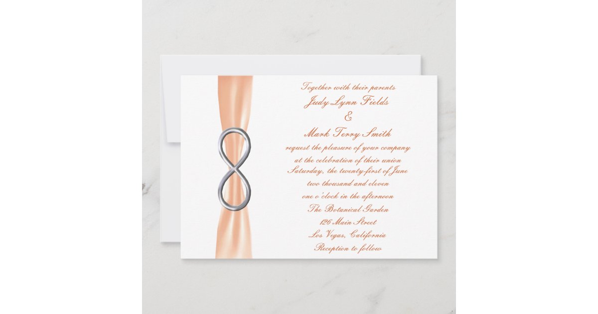 Orange Silver Infinity Wedding Invitation | Zazzle