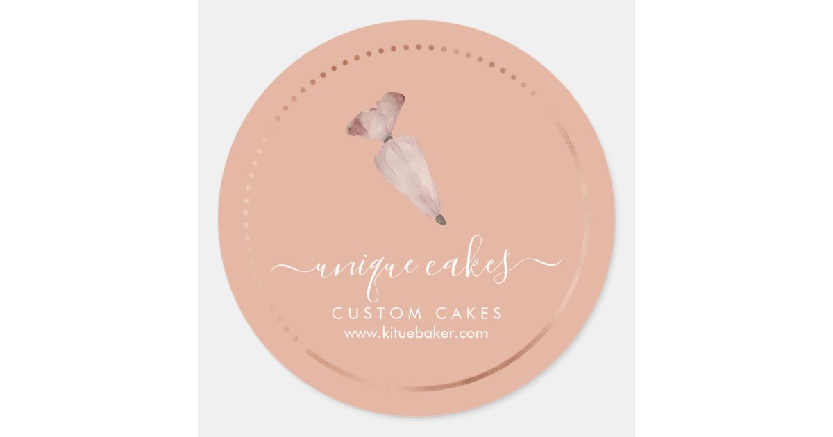 Orange Simple Bakery Logo Pastry Chef Classic Round Sticker | Zazzle