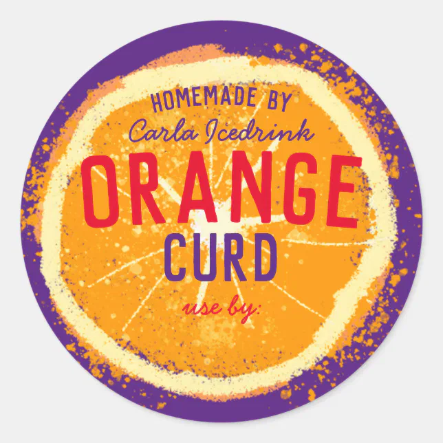 Orange slice curd jelly marmalade canning classic round sticker | Zazzle