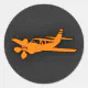 Orange Small Airplane Classic Round Sticker | Zazzle