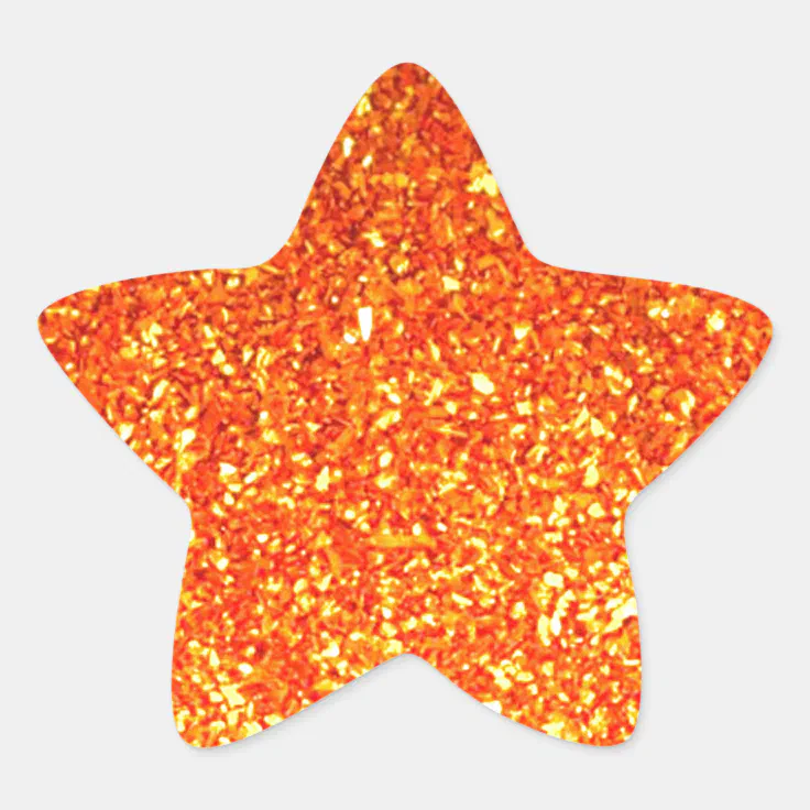 Orange sparkly glitter star sticker | Zazzle