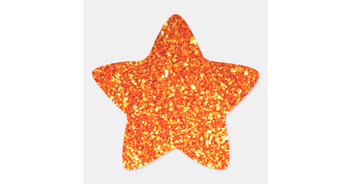 Orange sparkly glitter star sticker | Zazzle.com