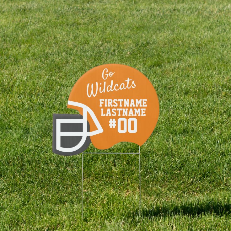 Orange Sports Football Mascot Name Number Helmet Sign | Zazzle