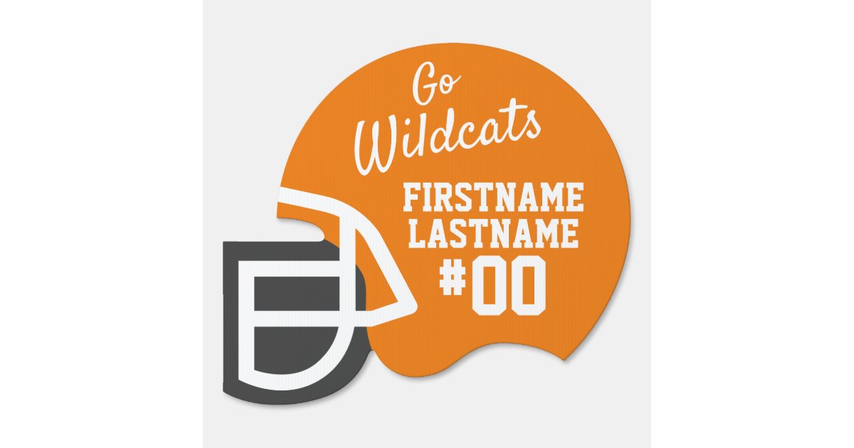 Orange Sports Football Mascot Name Number Helmet Sign | Zazzle.com