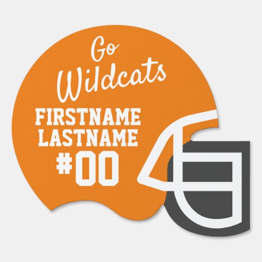 Orange Sports Football Mascot Name Number Helmet Sign | Zazzle