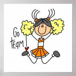 Orange Stick Figure Cheerleader t-shirts and Gifts Poster | Zazzle