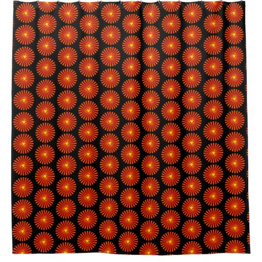 Orange Sunburst Beach House Fractal Art Pattern Shower Curtain | Zazzle