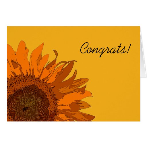 Orange Sunflower on Yellow Congratulations Card | Zazzle