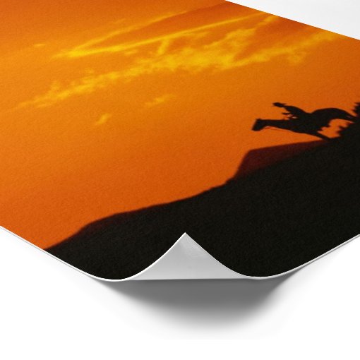 Orange Sunset with Cowboy Silhouette Poster | Zazzle
