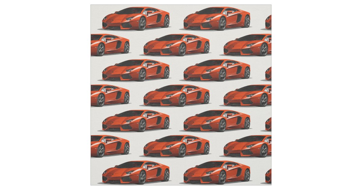Orange Supercar Automobile Fabric | Zazzle