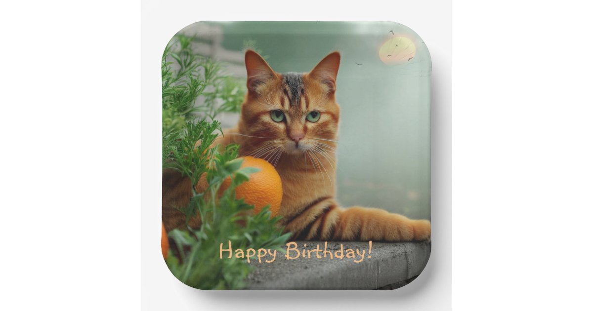 Orange Tabby Cat Paper Plates | Zazzle