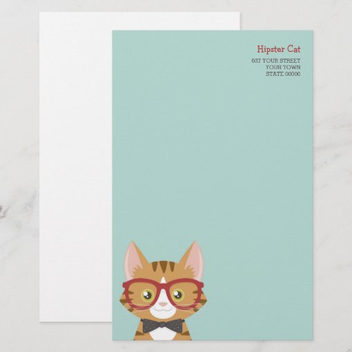 Orange Tabby Hipster Cat Kids Stationery | Zazzle