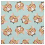 Hipster Cute Cats Pattern Fabric | Zazzle