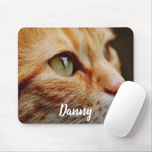 Orange Tabby with Green Eyes Custom Mouse Pad | Zazzle