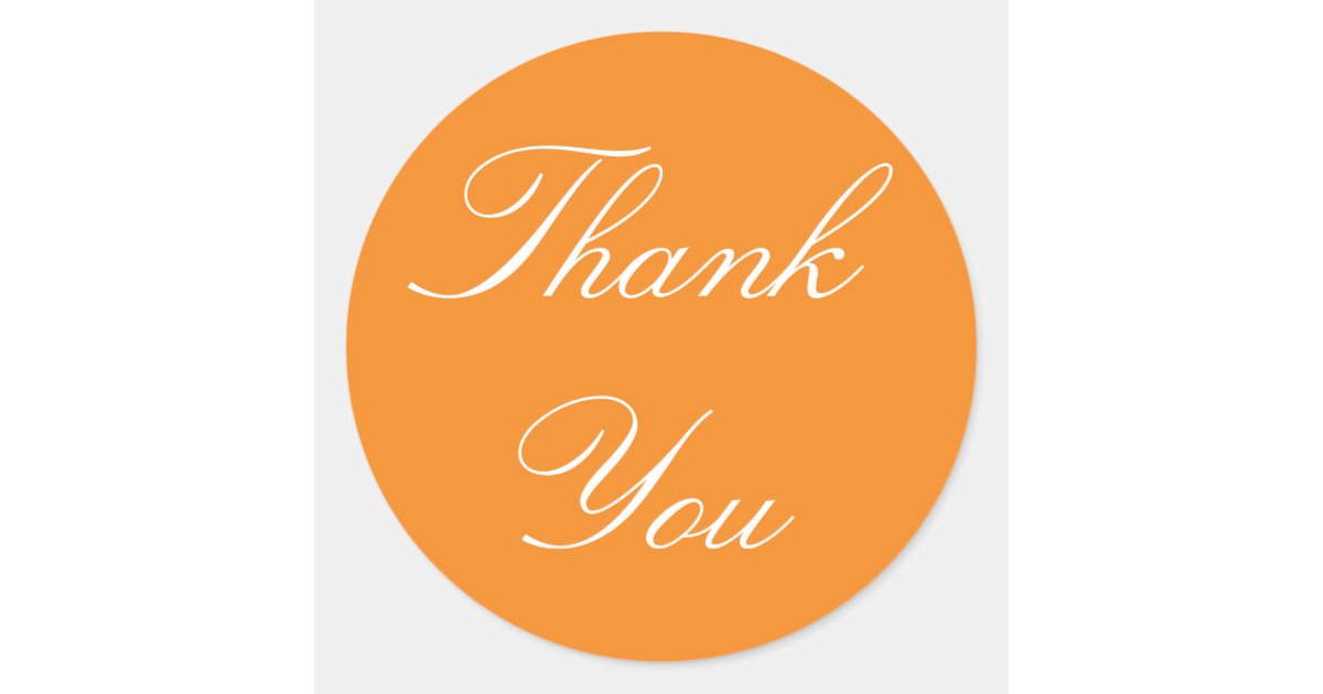 Orange Thank You Stickers | Zazzle
