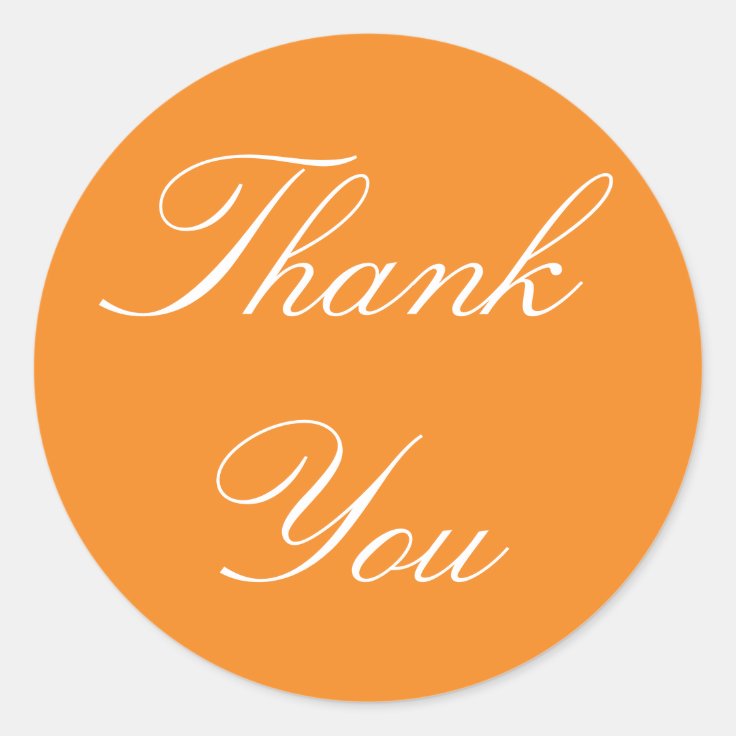 Orange Thank You Stickers | Zazzle