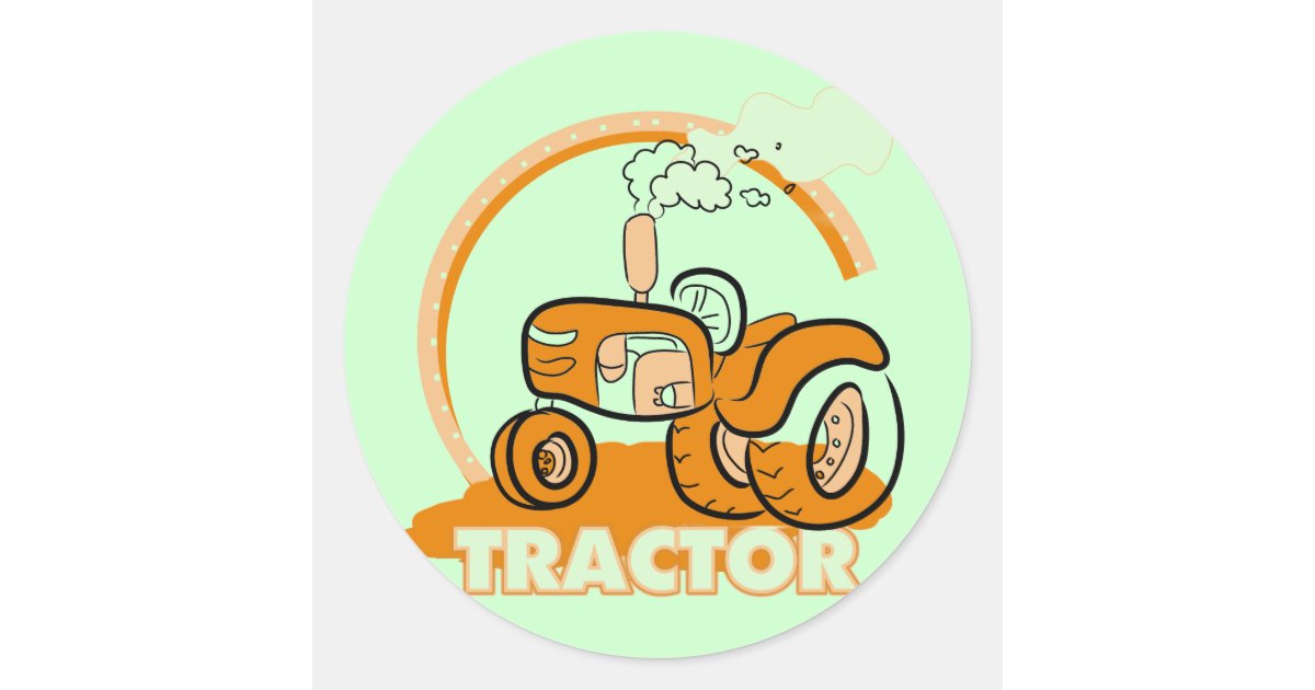 Orange Tractor Tshirts and Gifts Classic Round Sticker | Zazzle
