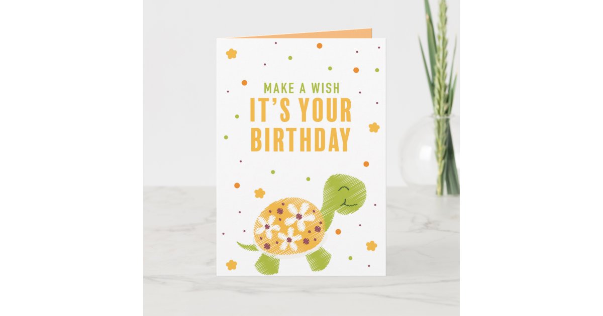 Orange Turtle Birthday Greeting Card | Zazzle