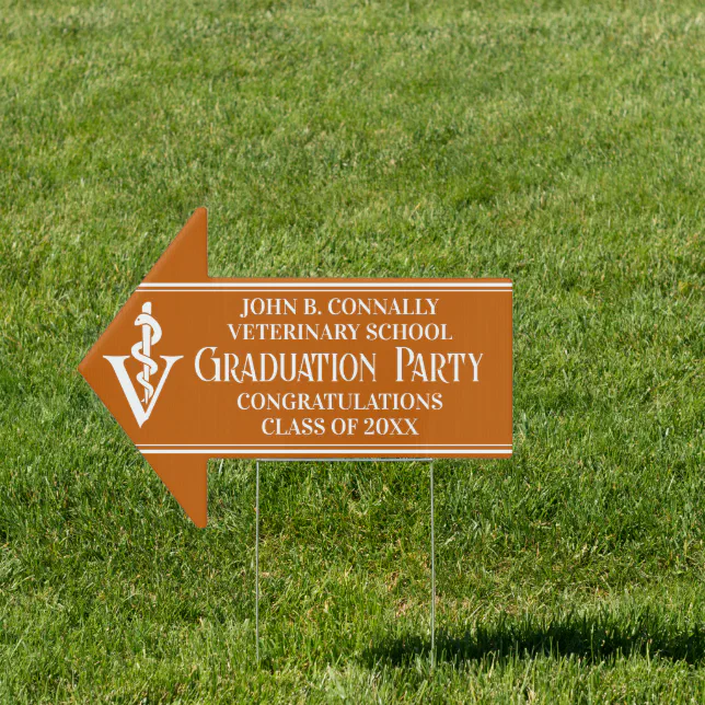 Orange Veterinary School Graduation Arrow Yard Sign | Zazzle