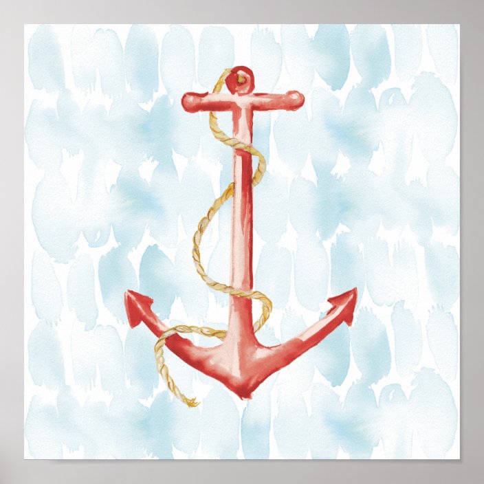 Orange Watercolor Anchor Poster | Zazzle.com