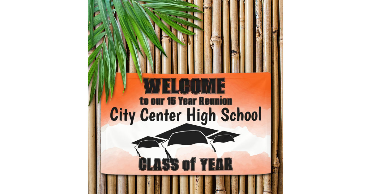 Orange Watercolor Border Class Reunion Welcome Banner | Zazzle