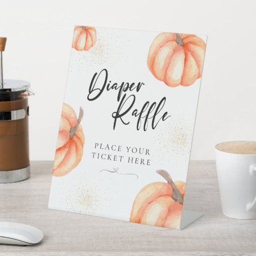 Orange Watercolor Pumpkin Diaper Raffle Sign | Zazzle