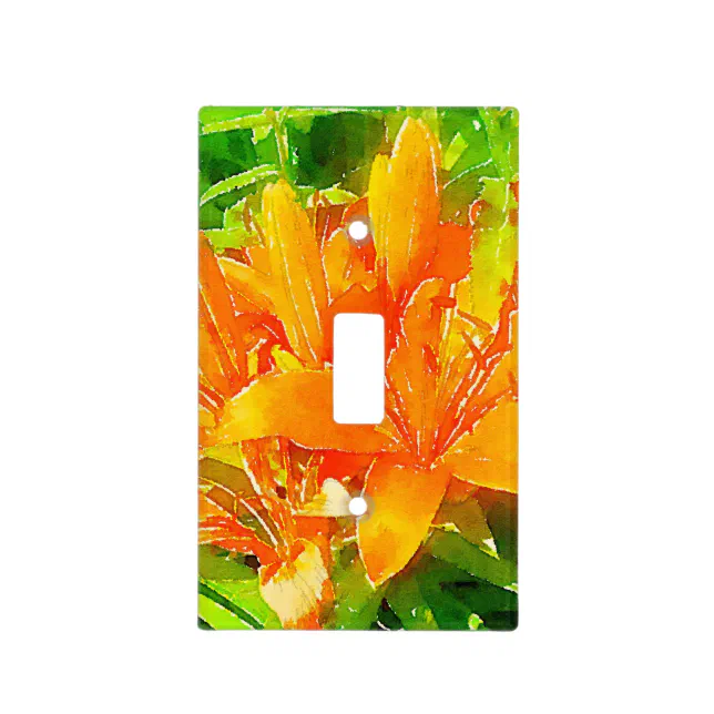 Orange Watercolor Tiger Lily Light Switch Cover | Zazzle