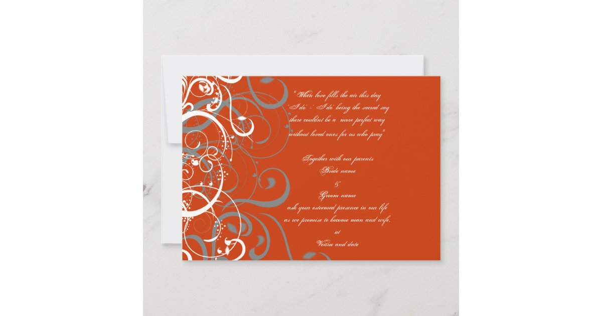 Orange wedding invitation | Zazzle