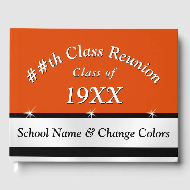 Orange, White, Black Class Reunion Guest Book | Zazzle