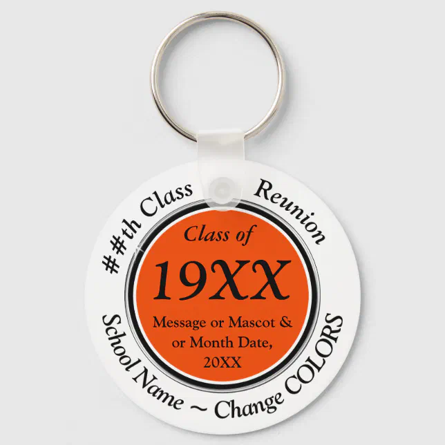 Orange White Black, Class Reunion Souvenirs, Keychain | Zazzle