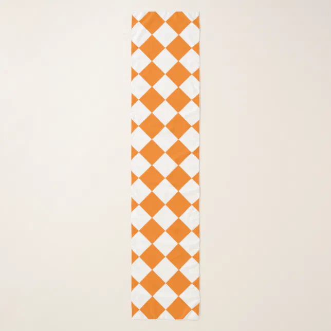 Orange White Checker Diamond Pattern Scarf | Zazzle