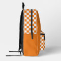 Orange White Checkerboard Check Pattern Logo Printed Backpack | Zazzle