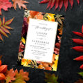 Orange & Yellow Fall Floral Wedding -3 Black Invitation | Zazzle