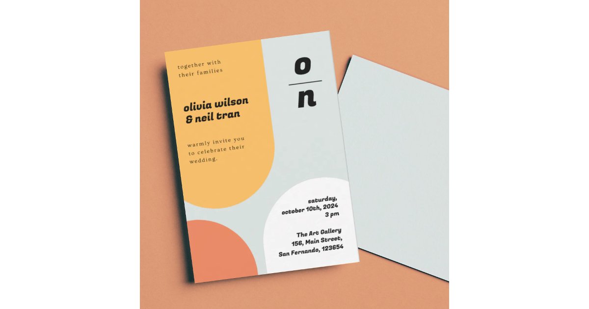 ORANGE YELLOW GEOMETRIC WEDDING INVITATION | Zazzle