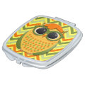 Orange Yellow Green Hipster Owl Compact Mirror | Zazzle