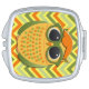 Orange Yellow Green Hipster Owl Compact Mirror | Zazzle