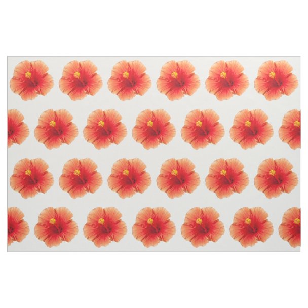 Tropical Hibiscus Flower Yellow Black Patterned Fabric | Zazzle.com