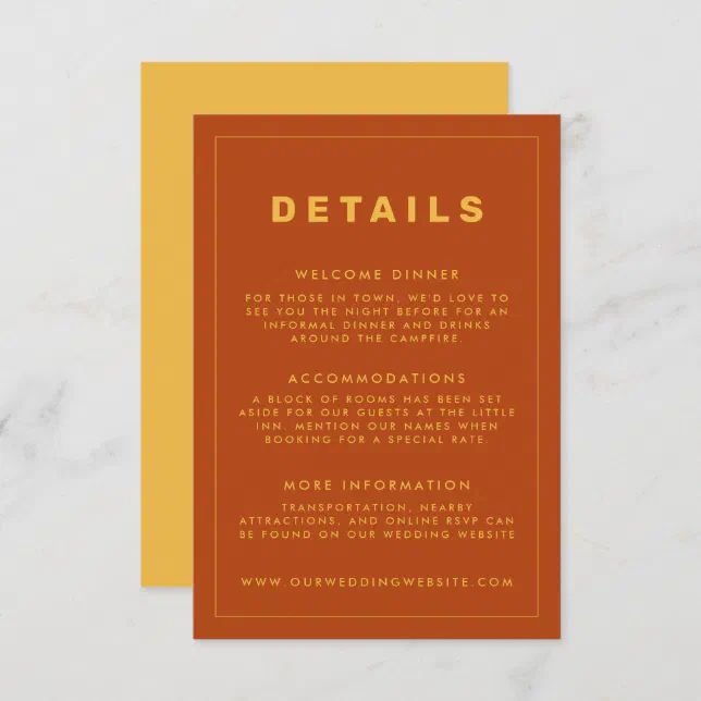 Orange + Yellow Wes Anderson Inspired Detail Card | Zazzle