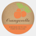Orangecello Label, round orange sticker | Zazzle