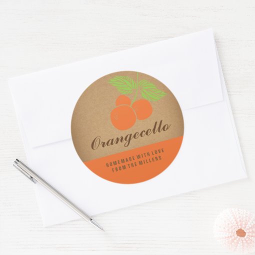 Orangecello Label, round orange sticker | Zazzle