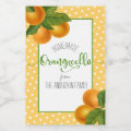 Orangecello watercolor oranges custom script dots wine label | Zazzle