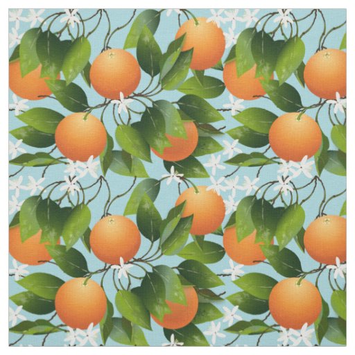 Oranges Citrus Fruit Floral Fabric | Zazzle