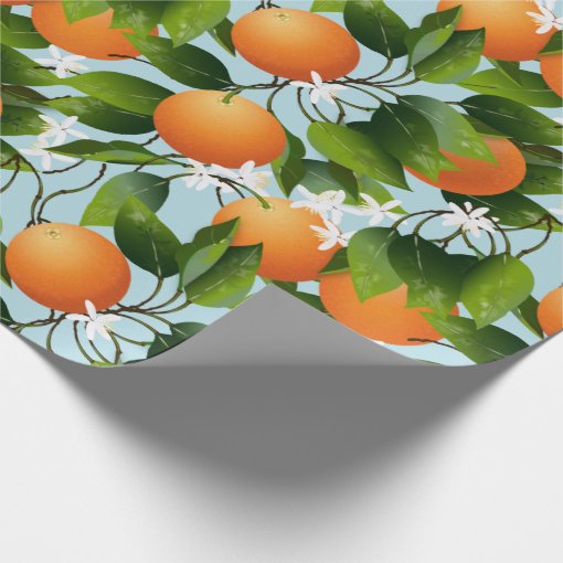 Oranges Floral Fruit Garden Wrapping Paper | Zazzle