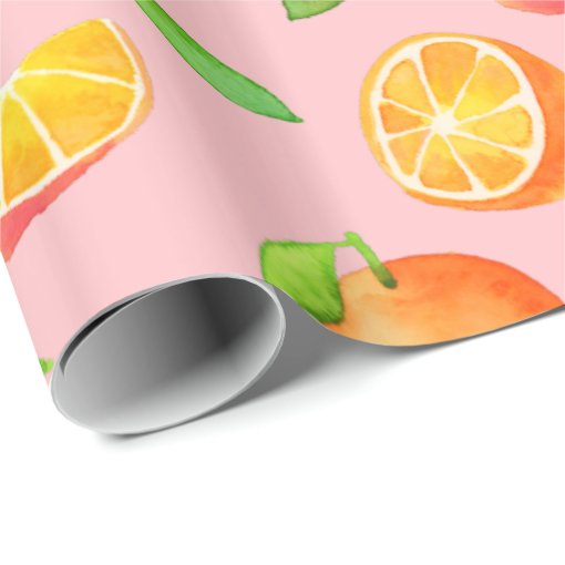 Oranges Fruit Pattern, Watercolor Citrus Wrapping Paper | Zazzle